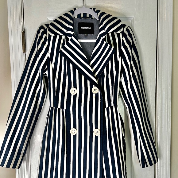 Express | Jackets & Coats | Navy Blue And White Stripe Express Tench ...